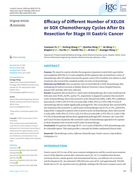 Pdf Efficacy Of Different Number Of Xelox Or Sox Chemotherapy Cycles