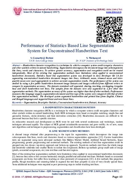 Pdf Performance Of Statistics Based Line Segmentation System For Unconstrained Handwritten Text