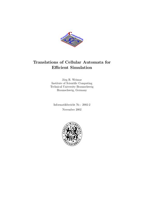 Pdf Translations Of Cellular Automata For Efficient Simulation
