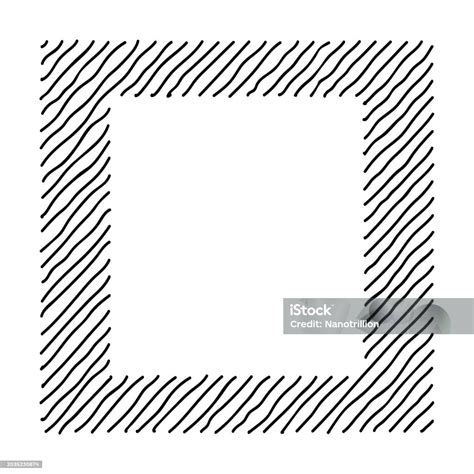 림 프레임 사각형을 따라 해칭하는 낙서 손으로 그린 기호입니다 스케치 음영 처리 및 해치 배지 및 획 모양 모노크롬 디자인 요소 격리 가장자리에 대한 스톡 벡터 아트 및