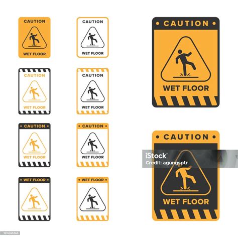 젖은 바닥 아이콘 벡터 디자인 간판 주의 아이콘 젖거나 미끄러운 바닥 검은색에 대한 스톡 벡터 아트 및 기타 이미지 검은색 경계 표지 경고 기호 Istock
