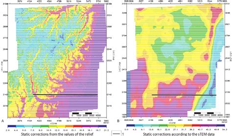 Maps Of Static Corrections A Static Corrections From The Values Of Download Scientific