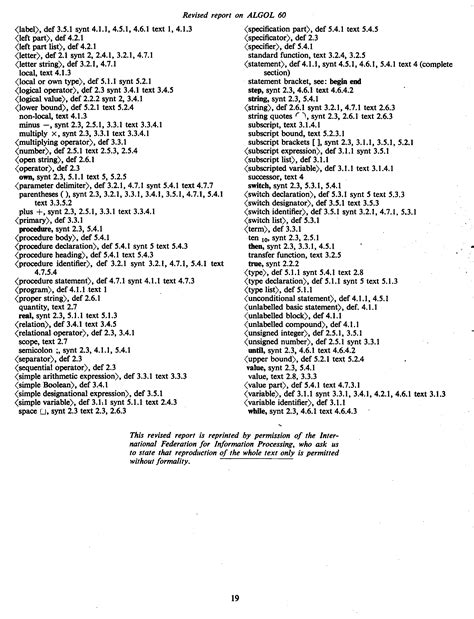 Page 19 Of The Revised Algol 60 Report