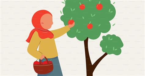 나무에서 사과를 따고 있는 여자 벡터 Unsplash의 벡터 이미지