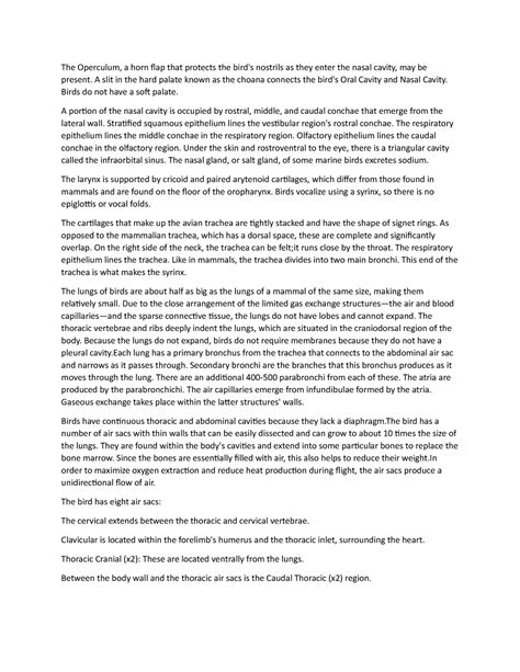 The Operculum Analysis Of Breathing In Birds The Operculum A Horn Flap That Protects The