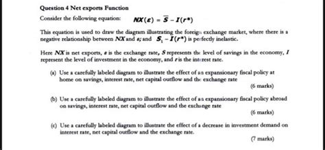 question 4 net exports function consider the