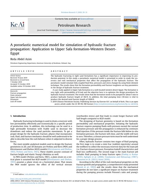 Pdf A Poroelastic Numerical Model For Simulation Of Hydraulic