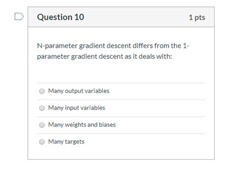 Solved Question 10 1 Pts N Parameter Gradient Descent