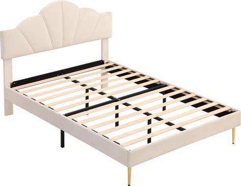 Gotagee Bed Fluweel Schelpen Bed Met Verstelbaar Hoofdeinde 140x190
