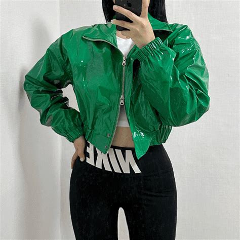 [고퀄 핏존예] 유광 에나멜 투웨이 크롭 바람막이 자켓 3color 에이블리