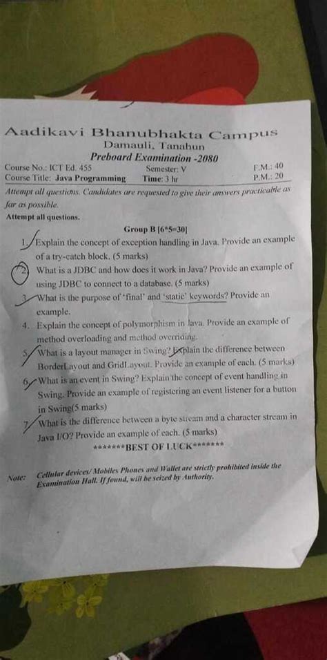 Java Programming Old Questions Noted Insights