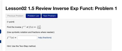 Solved Lesson02 1 5 Review Inverse Exp Funct Problem 1