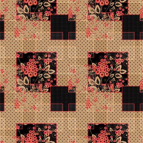Patchwork Abstract Seamless Floral Pattern Texture Light Background With Decorative Elements