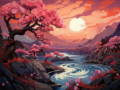 Premium Ai Image Ukiyoe Inspired Ocean And River Landscapes