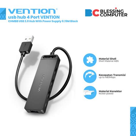 Jual Usb Hub Port VENTION CHMBB USB Hub With Power Supply M Black Kota Denpasar