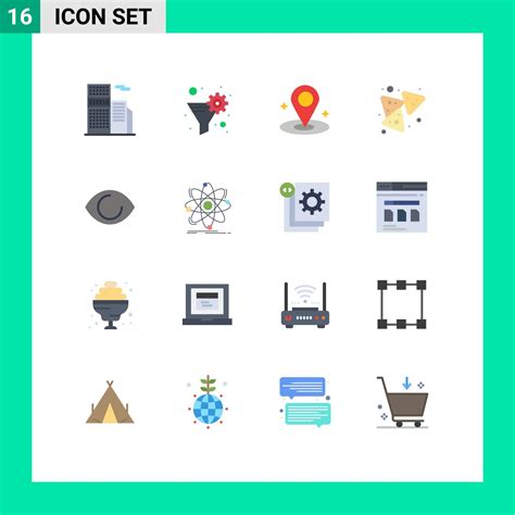 User Interface Pack Of 16 Basic Flat Colors Of Human Eye Location Snack Food Editable Pack Of