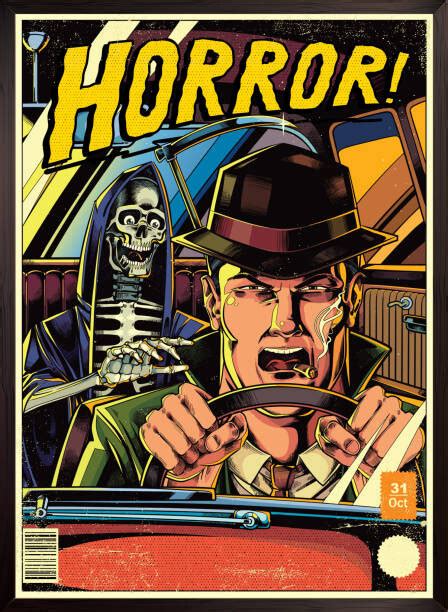Wall Art Print Vintage Horror Comic Book Poster With Manhalf Tube