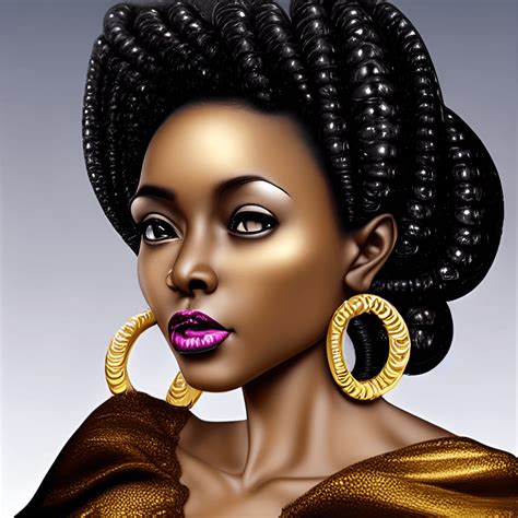 Ebony Woman With Updo Butterflies And Futuristic Space · Creative Fabrica