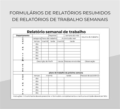 Planilhas Formulários De Relatórios Resumidos De Relatórios De Trabalho Semanais Excel E Edição