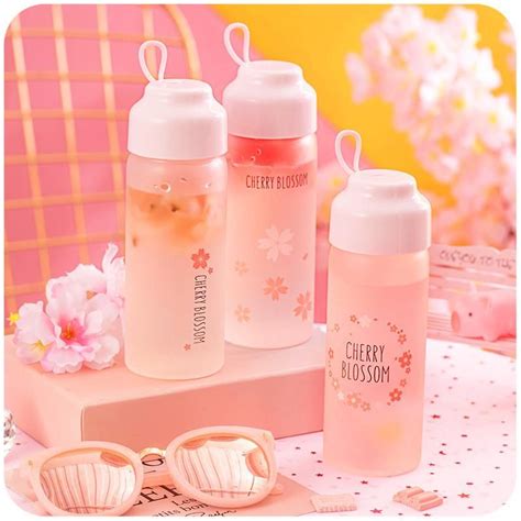 Cute Sakura Glass Water Bottle Pn1048 Water Bottle Bottle Glass