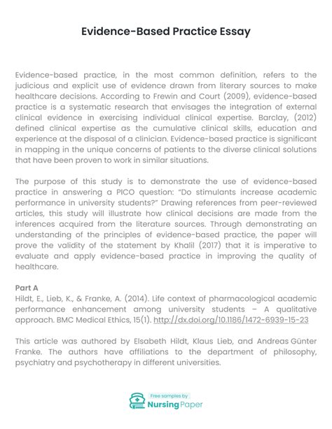 Evidence Based Practice Nursing Essay Topics | Sitedoct.org