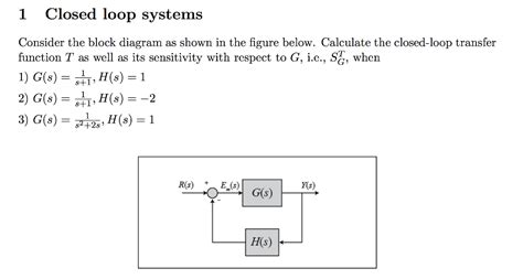 Solved 1 Closed Loop Systems Consider The Block Diagram As Chegg Com