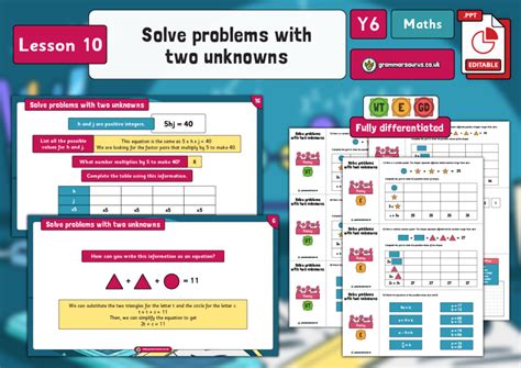 Year 6 Algebra Solve Problems With Two Unknowns Lesson 10