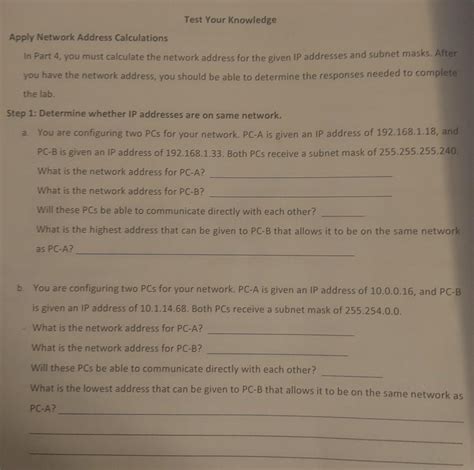 Solved Apply Network Address Calculations In Part 4 You