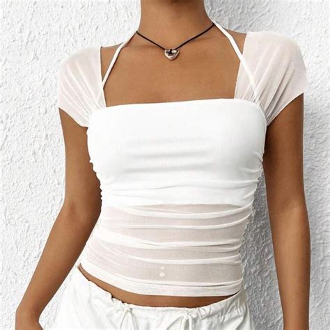 White Sheer Y2k Top 🥥🌴 • Womens Size Xs Or 0 • Depop