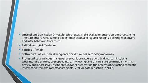 Driverr Behaviour Analysis Data Setpptx Auto Navigation Systems Auto Technology