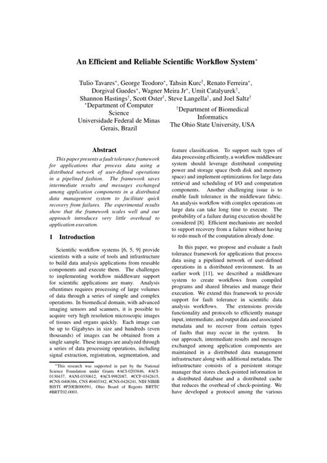 pdf an efficient and reliable scientific workflow system