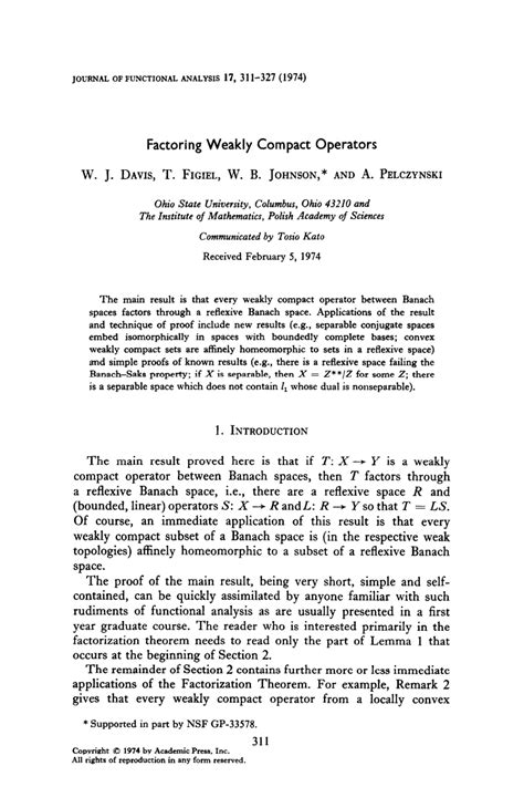 Pdf Factoring Weakly Compact Operators