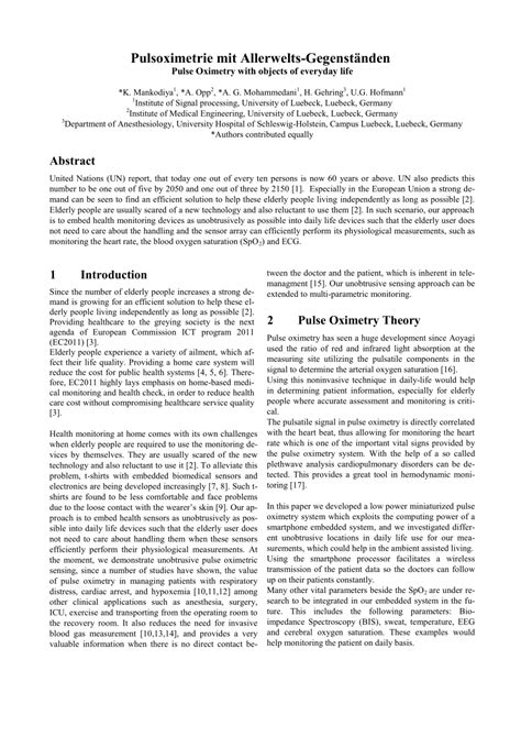 Pdf Incorporating A Pulse Oximetry Sensor Into Daily Life Devices