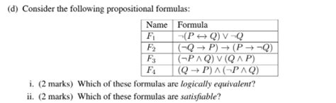 solved d consider the following propositional formulas