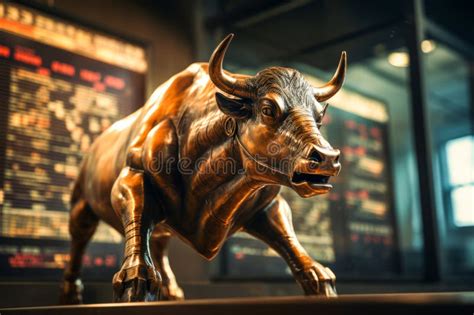 Gold Bull On Chart Background For Business Concept Graph Stock Trading