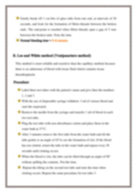 Solution Physiology Lab Blood Coagulation Clotting Time Studypool