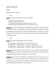 Lab2 Docx Electronics I E3303L U02 Lab 2 Hector Caceres PID 5967577 Part 1 Results The