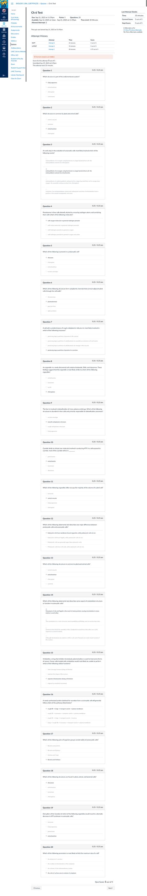 Ch Test Biology General Biology BIOLOGY FA S Quizzes Ch Test Ch Test Due