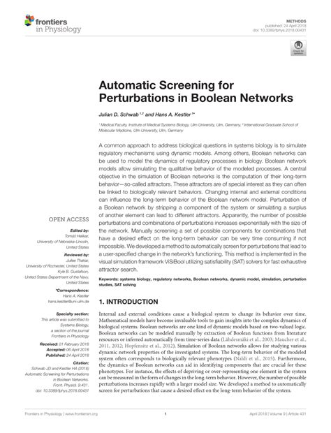 Pdf Automatic Screening For Perturbations In Boolean Networks