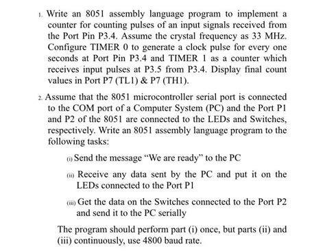 1 write an 8051 assembly language program to