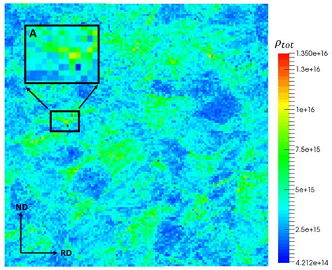 Dislocation Density Distribution At True Strain Of Vm 087 Is Shown