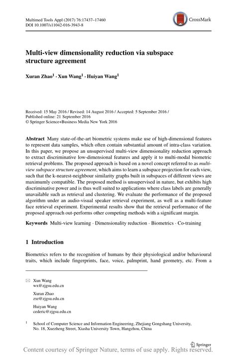 Multi View Dimensionality Reduction Via Subspace Structure Agreement Request Pdf