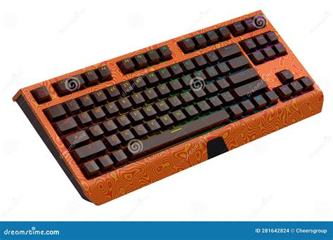 Realistic Computer Keyboard With Seamless Wavy Pattern Isolated On White Stock Illustration