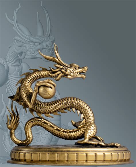 Statue Of Chinese Dragon Aka Lung Long 龙 龍 Or Loong Etsy Canada