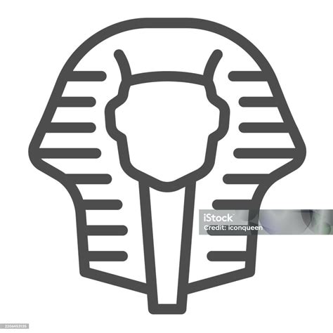 이집트 파라오 마스크 라인 아이콘 도시 박물관 개념 벽지 벡터 그래픽입니다 머리 장식을 한 이집트 얼굴 흰색 배경에 모자 기호 모바일 또는 웹 디자인에 대한 개요 스타일