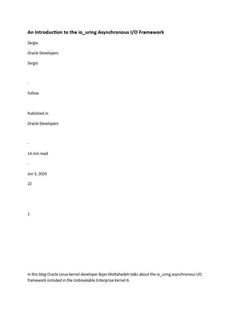 An Introduction To The Io Uring Asynchronous I O Framework Pdf