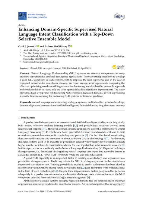 Pdf Enhancing Domain Specific Supervised Natural Language Intent