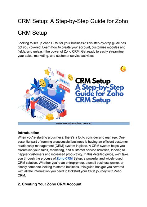 Crm Setup A Step By Step Guide For Zoho Crm Setup By Itsolutionssolved Issuu