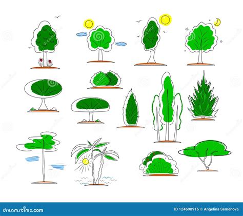 Set Of Icons Of Tree Shape Vector Stock Vector Illustration Of Isolated Green