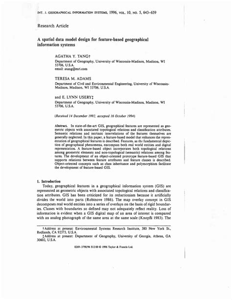 Pdf A Spatial Data Model Design For Feature Based Geographical